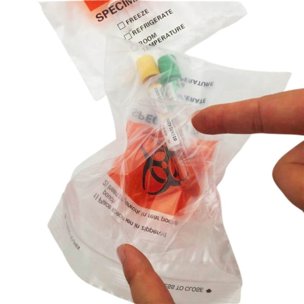 8" x 10" Biohazard Specimen Bag with Dual Pocket, 2MIL Ziplock – LabMedUSA