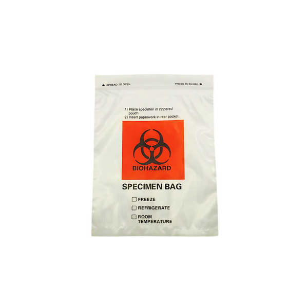 8" x 10" Biohazard Specimen Bag with Dual Pocket, 2MIL Ziplock – LabMedUSA